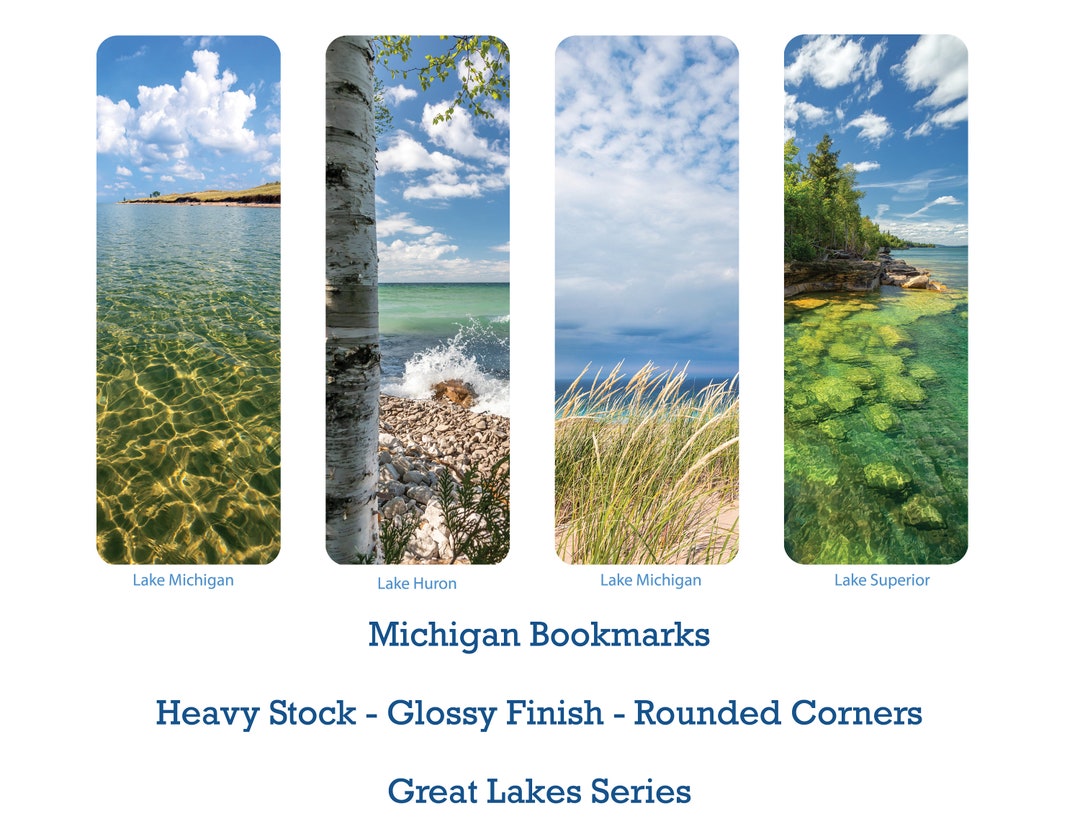 Michigan Themed Bookmarks - 4-pack - Great Lakes Series I - FREE ...
