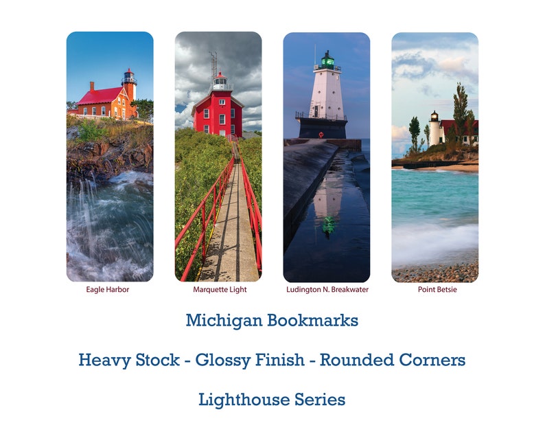 Michigan Themed Bookmarks - 4-pack - Michigan Lighthouse Series I ...