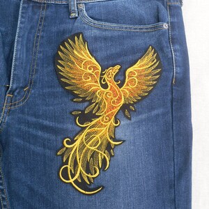 Yellow Phoenix Bird Embroidered Iron on Patch, Embroidered Iron on ...