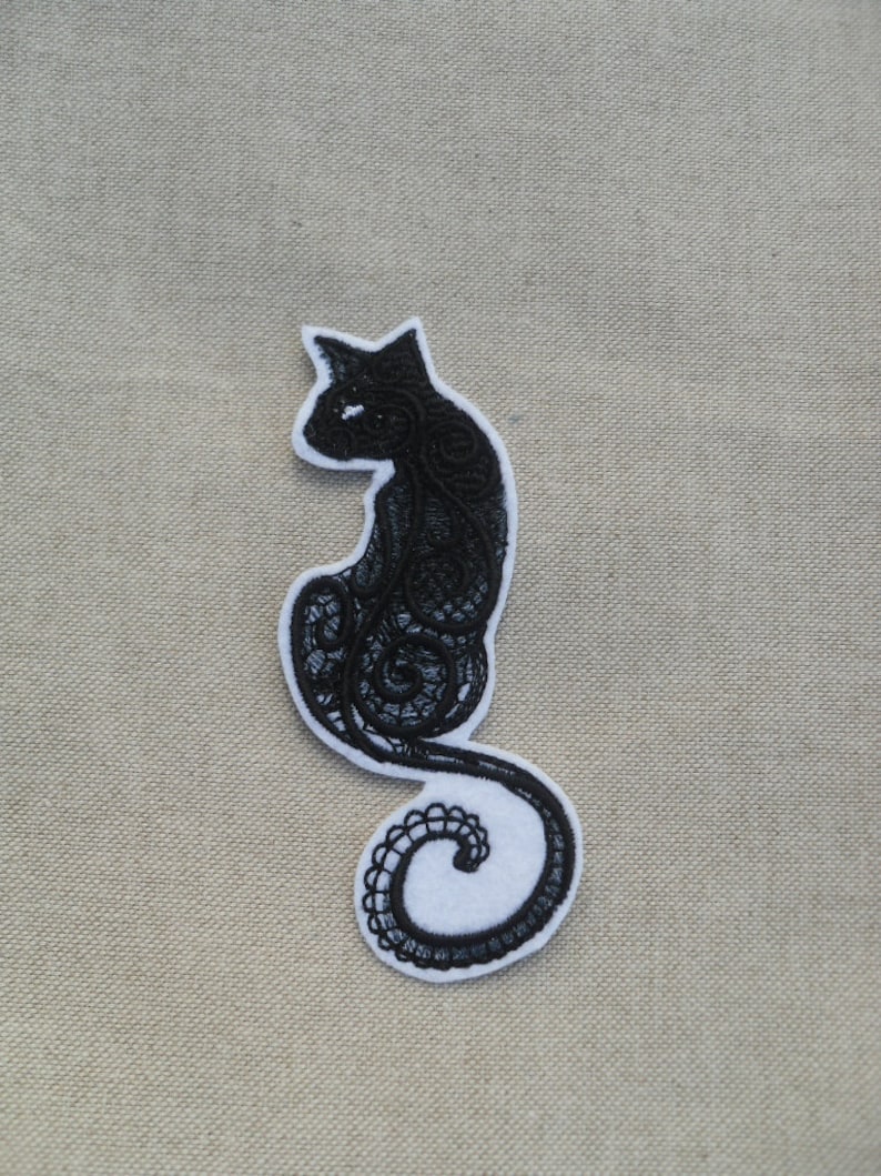 Black Cat Iron on Patch for Jackets Embroidered Iron on - Etsy