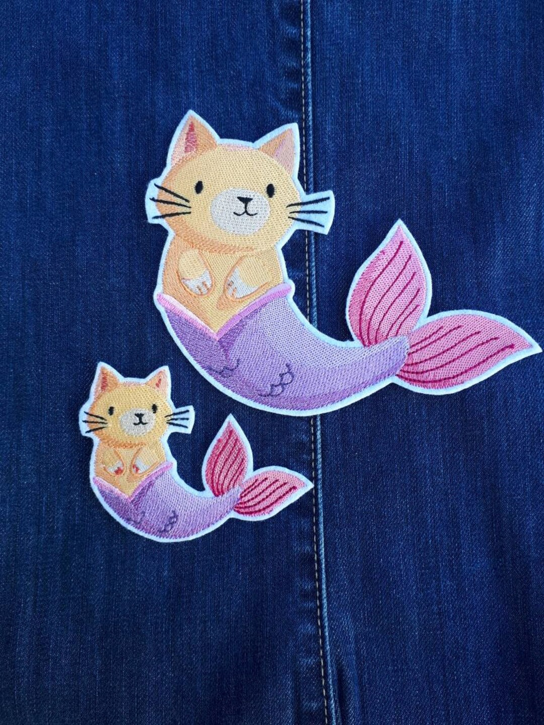 Cat Mermaid Iron on Patch for Jackets, Magical Mercat Patch, Cat ...