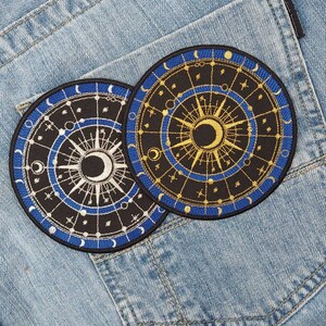 Vintage Celestial Iron on Patch, Sun and Moon Silver and Gold Decor, Patches for Jackets - Etsy