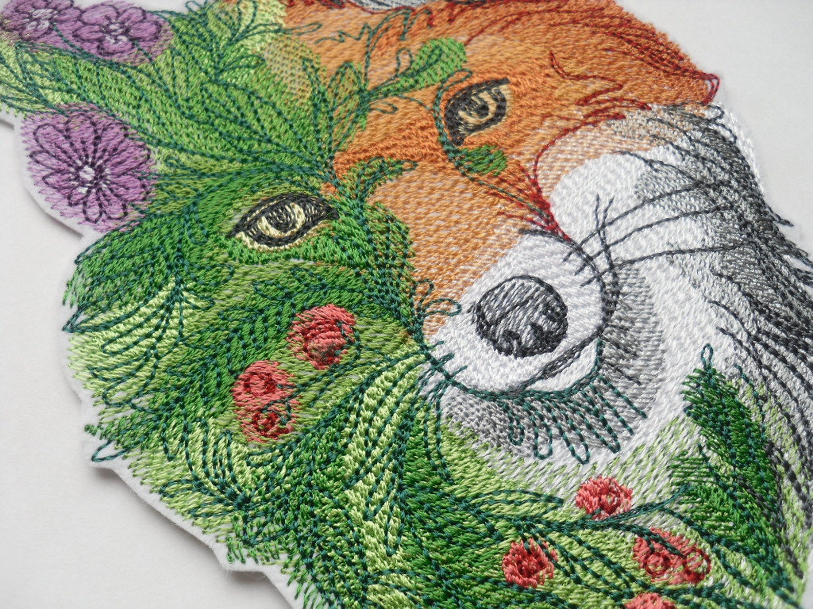 Flowers Fox Iron on Patch for Jackets, Flowers Patches, Fox Patch, Fox ...