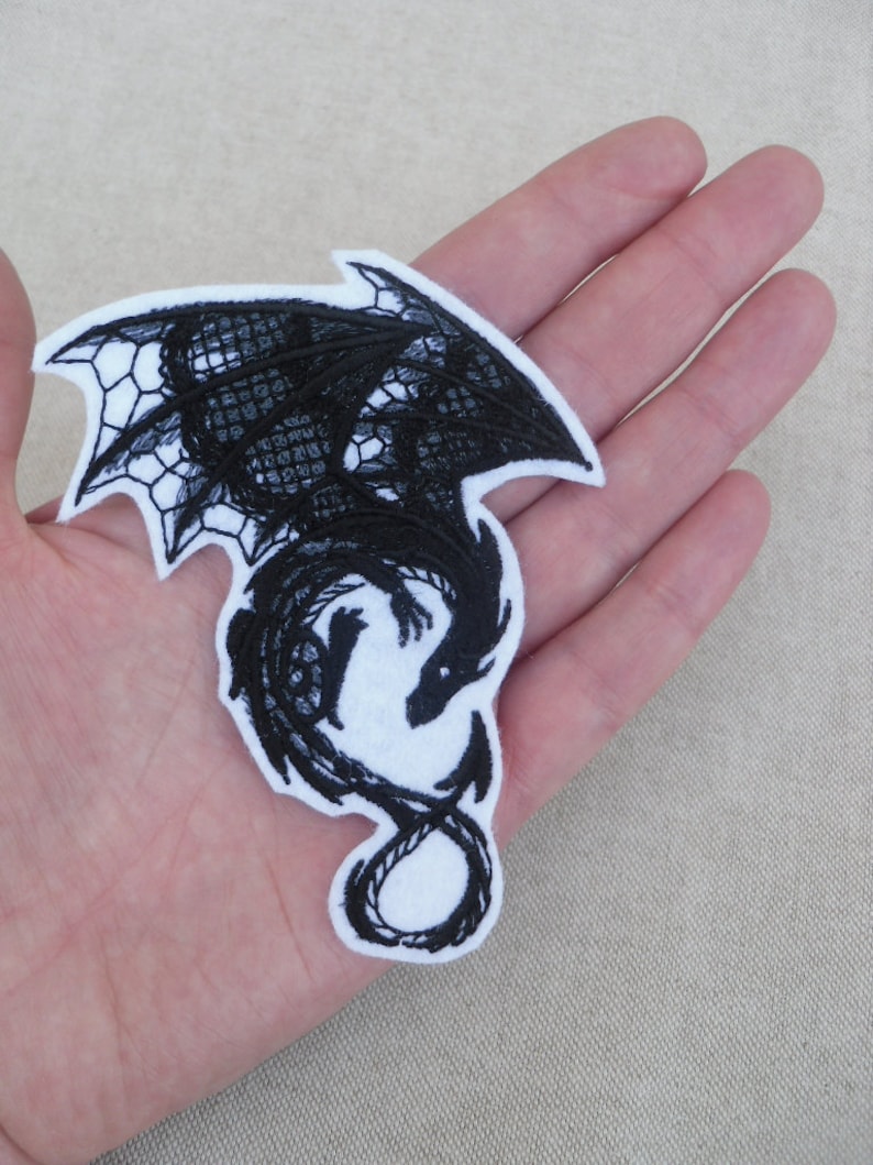 Dark Dragon Embroidered Iron on Patch Patches for Jeans - Etsy