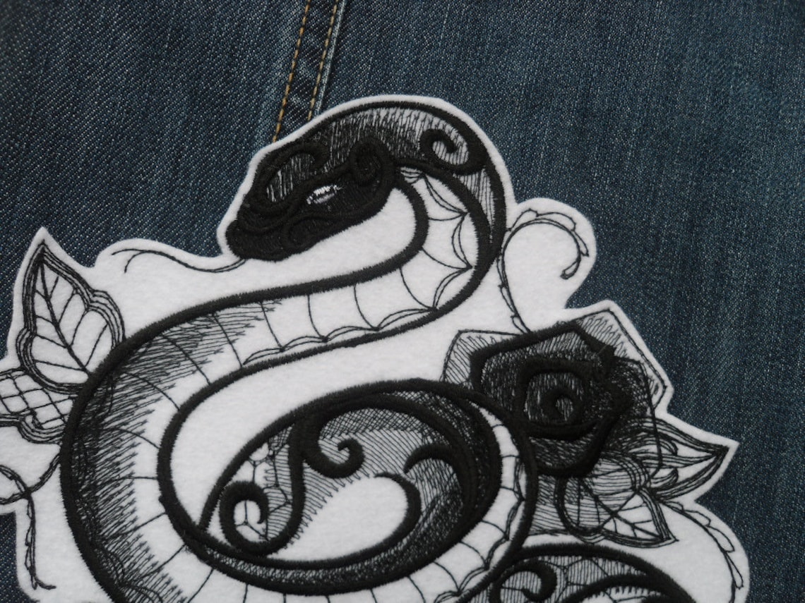 Dark Snake Iron on Patch for Jackets Embroidered Iron on | Etsy