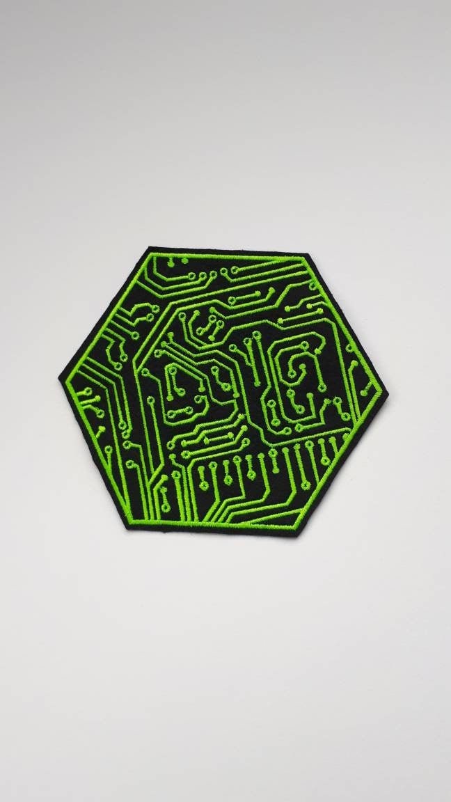 Sequence Circuit Hexagon Embroidery Iron on Patch Patches for - Etsy