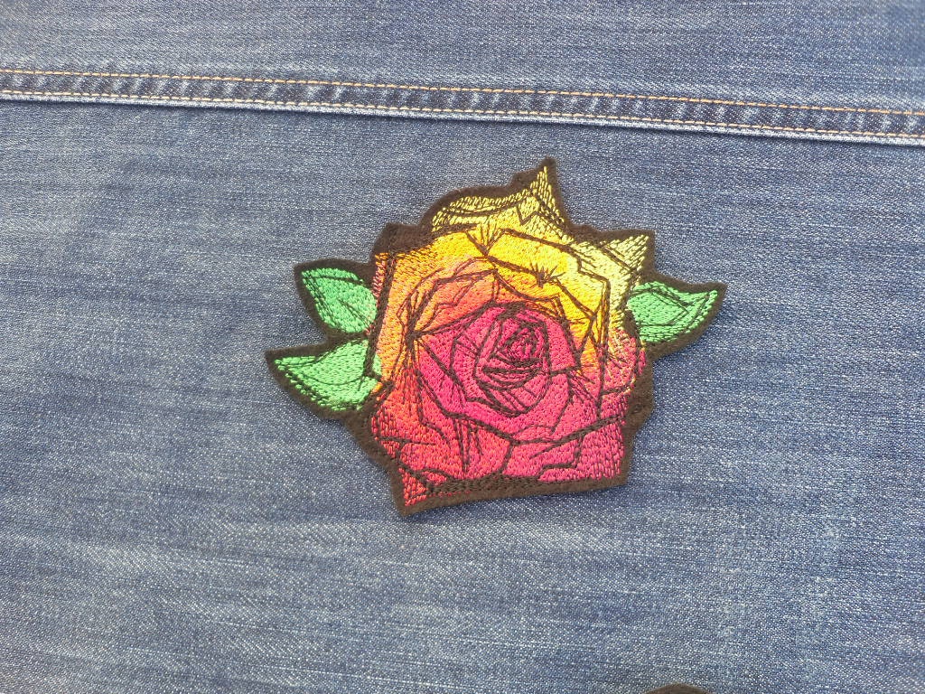Painted Rose Iron on Patch Flower Applique Patches for | Etsy