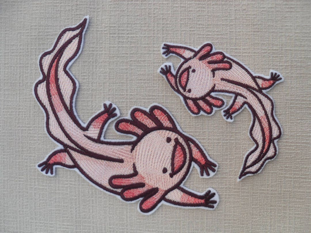 Axolotl Iron on Patch Adventurous Axolotl Patches Axolotl Happy Axolotl ...