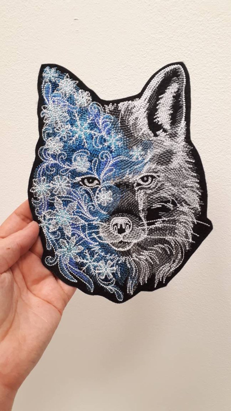 Arctic Fox Iron on Patch for Jackets Snowy Fox Embroidery - Etsy