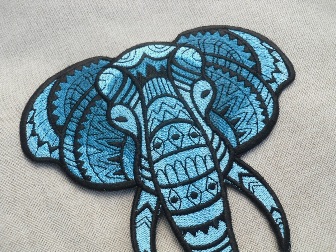 Majestic Elephant Iron on Patch for Jakets, Cute Elephant Patch, Large ...