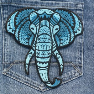 Majestic Elephant Iron on Patch for Jakets, Cute Elephant Patch, Large ...