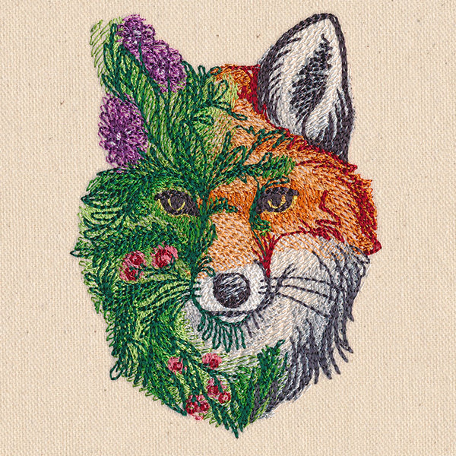 Flowers Fox Iron on Patch for Jackets, Flowers Patches, Fox Patch, Fox ...
