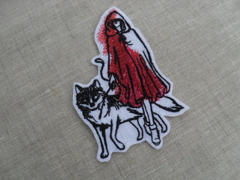 Red and the Wolf Embroidery Iron on Patch Red Riding Hood | Etsy