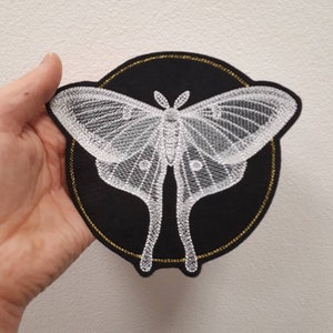Ghostly Luna Moth Mystique Embroidery Iron on Patch for Jackets Moth ...