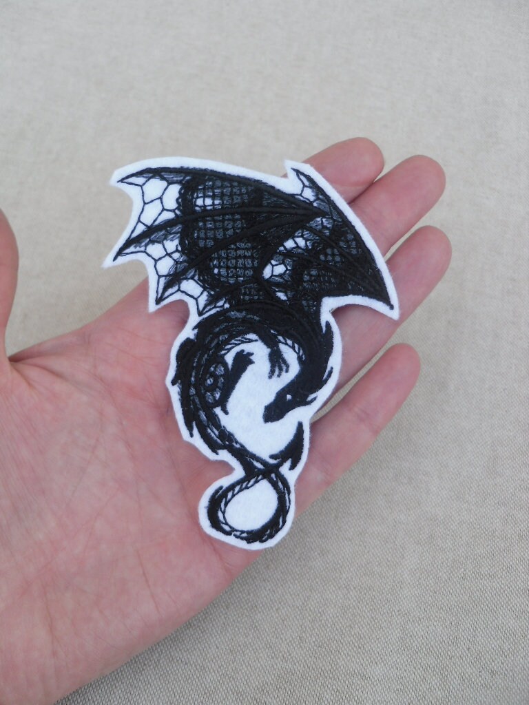 Dark Dragon Embroidered Iron on Patch Patches for Jeans | Etsy