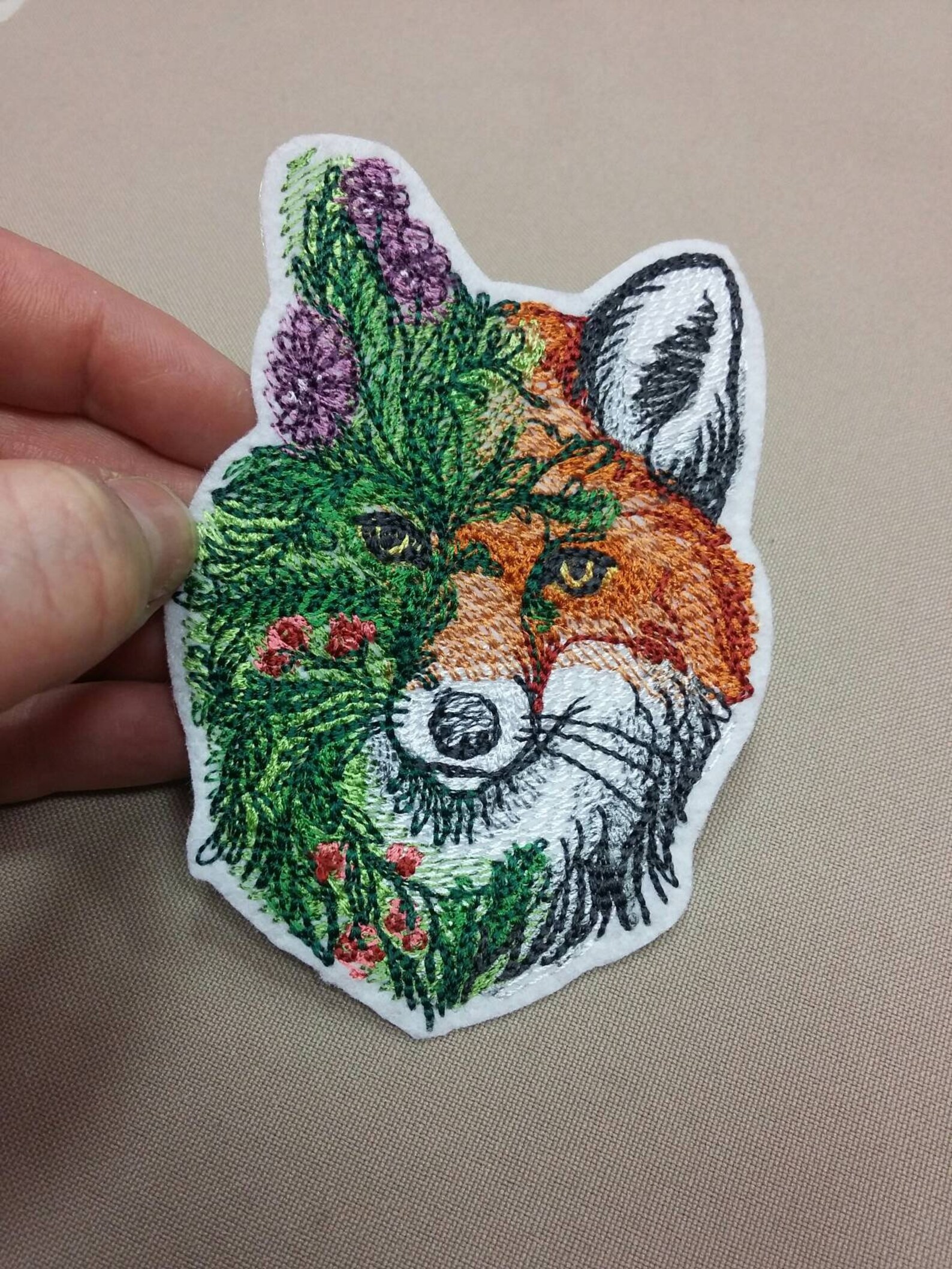 Flowers Fox Iron on Patch for Jackets, Flowers Patches, Fox Patch, Fox ...