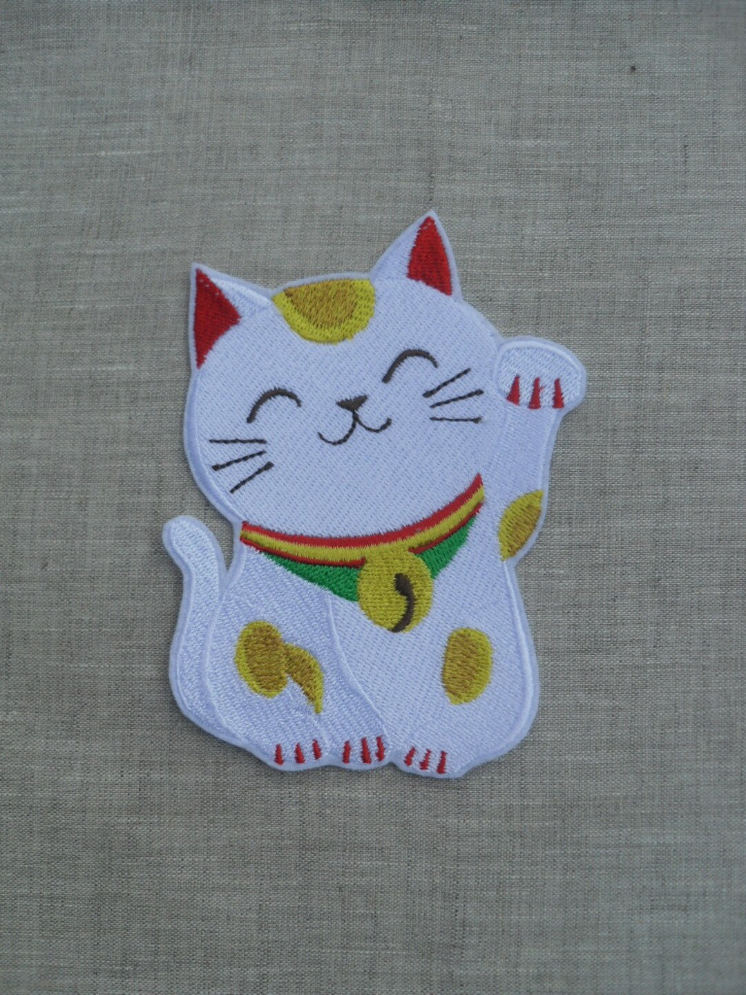 Lucky Cat Iron on Patch for Jakets, Cute Cat Patch, Large Iron on Patch ...