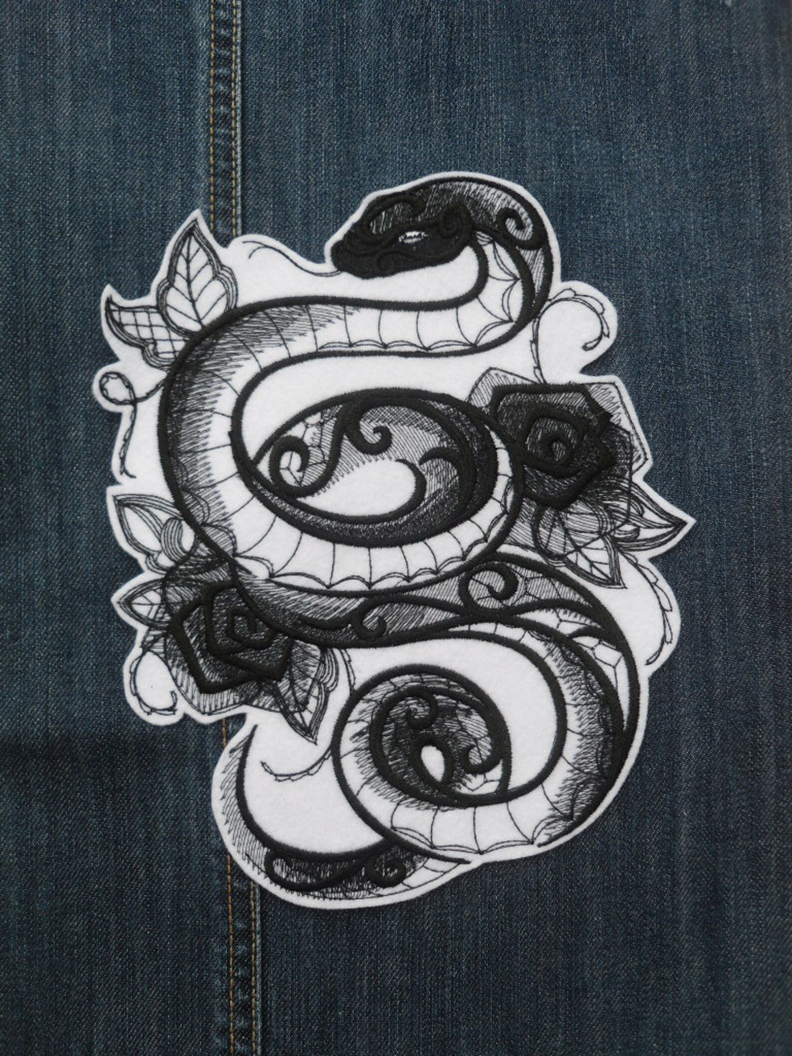 Dark Snake Iron on Patch for Jackets Embroidered Iron on | Etsy