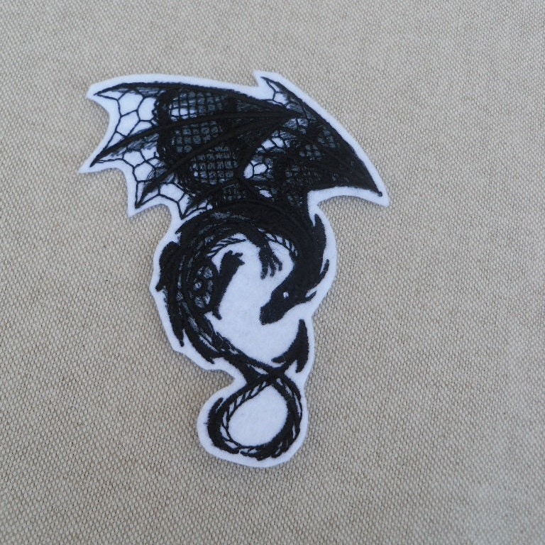 Dark Dragon Embroidered Iron on Patch Patches for Jeans | Etsy