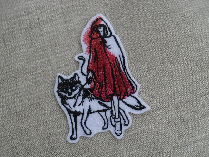 Red and the Wolf Embroidery Iron on Patch Red Riding Hood | Etsy