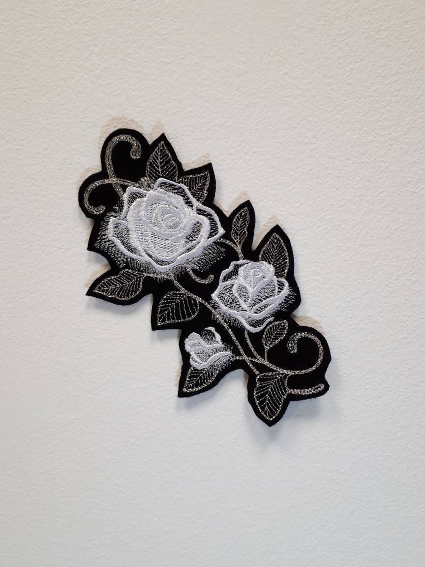 White Rose Patch Iron on Patch | Etsy