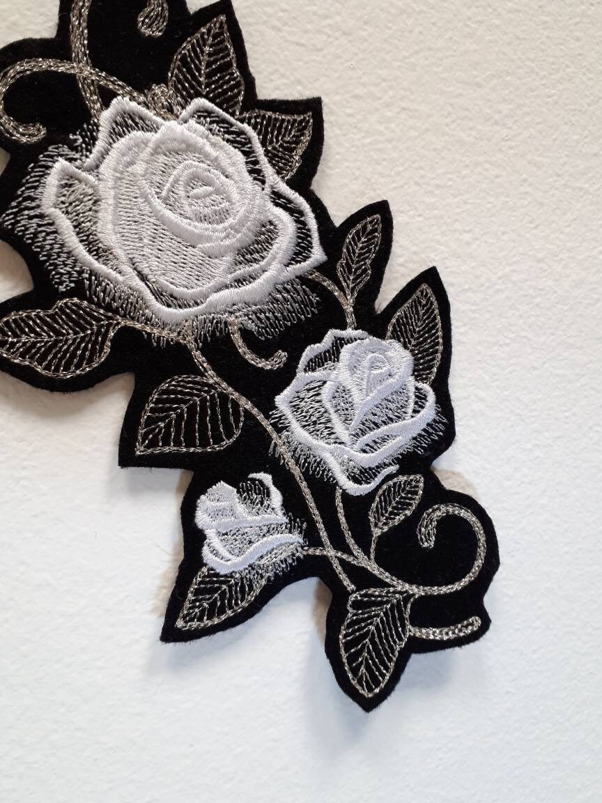 White Rose Patch Iron on Patch | Etsy