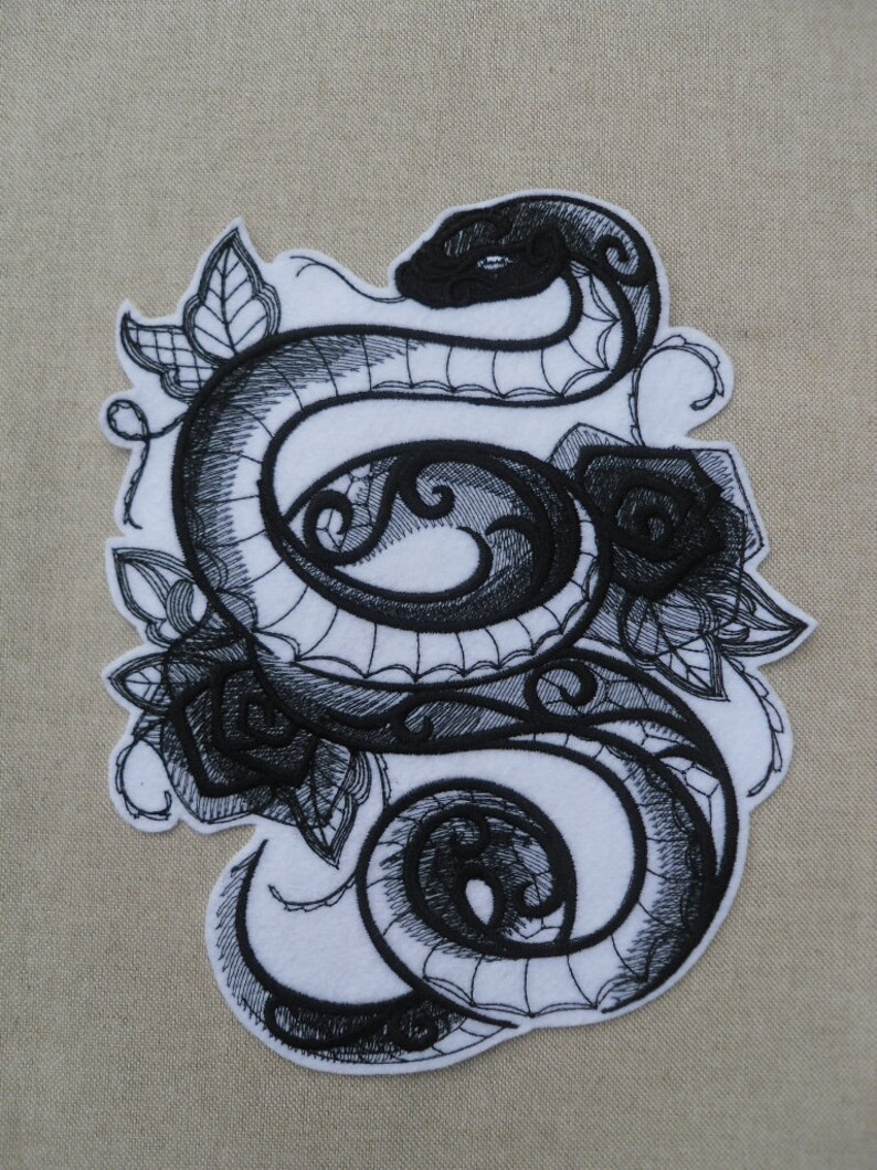 Dark Snake Iron on Patch for Jackets, Embroidered Iron on Patch ...