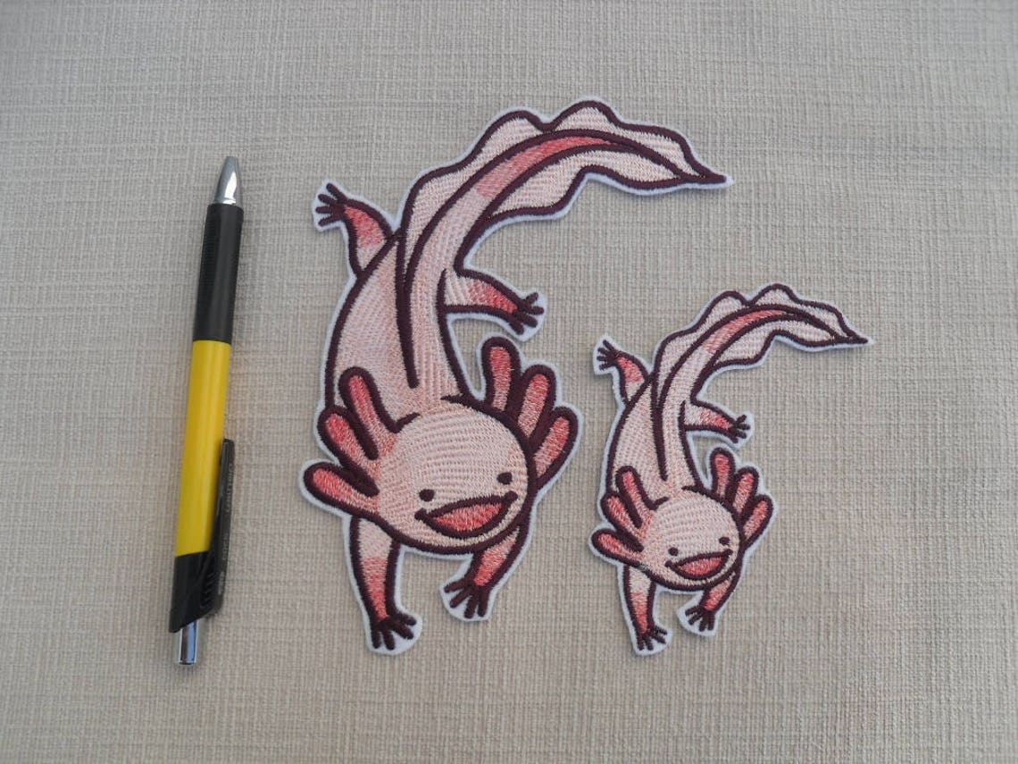 Axolotl Iron on Patch Adventurous Axolotl Patches Axolotl - Etsy
