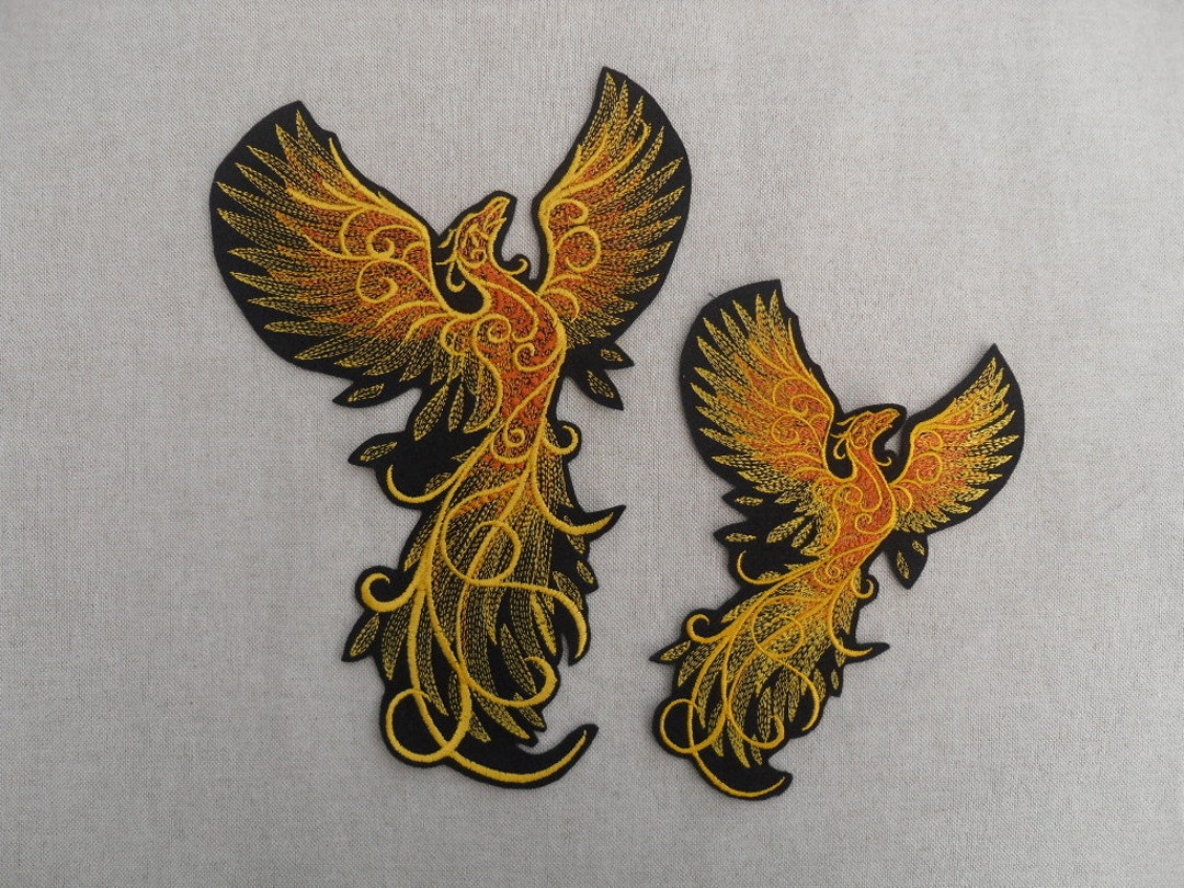 Yellow Phoenix Bird Embroidered Iron on Patch, Embroidered Iron on ...