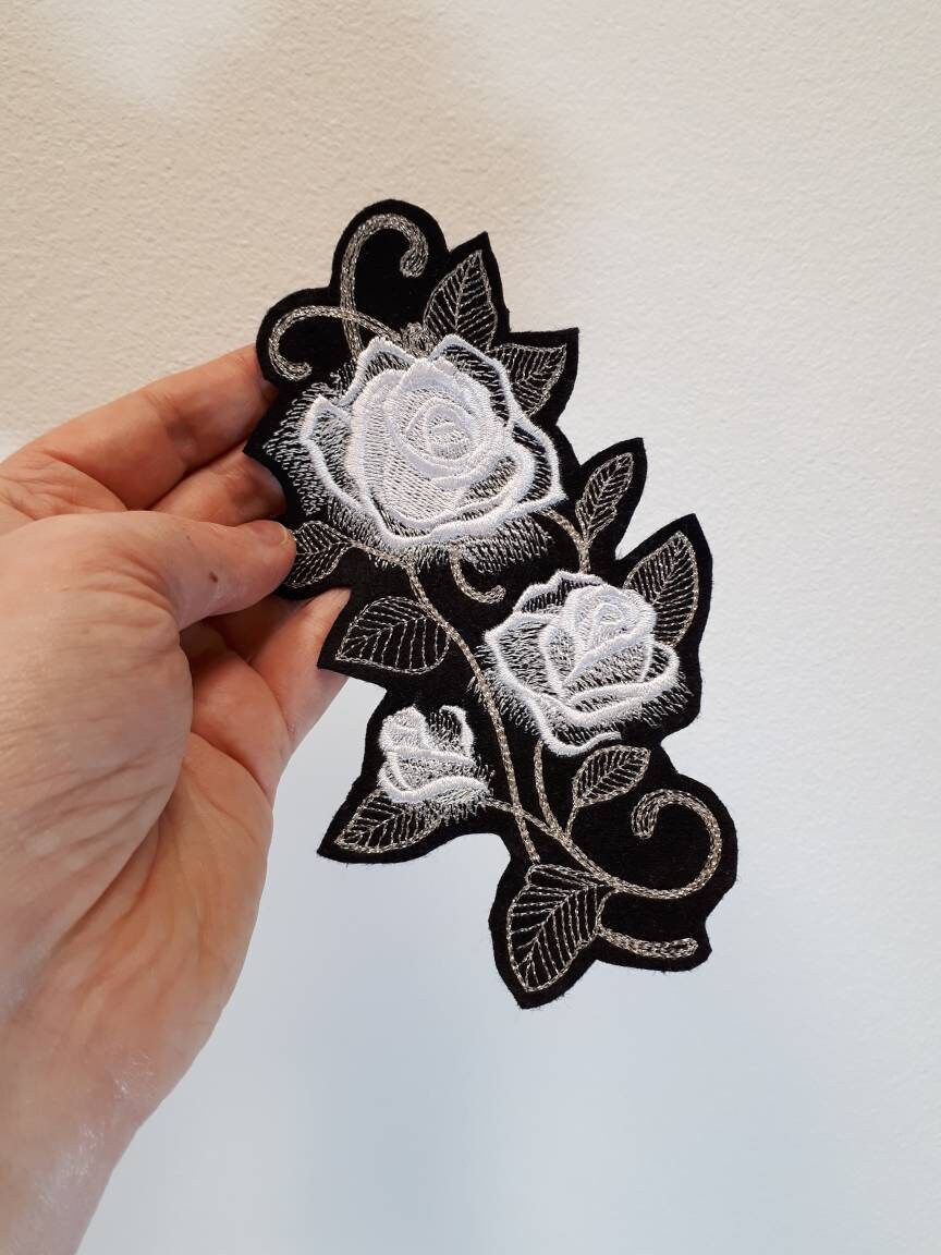 White Rose Patch Iron on Patch - Etsy