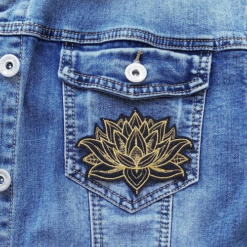 Large Embroidered Lotus Flower Patch - Etsy