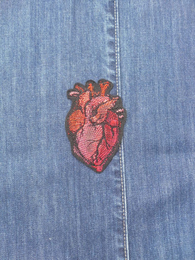 Anatomical Heart Iron on Patch, Human Heart, Embroidery Patches for ...