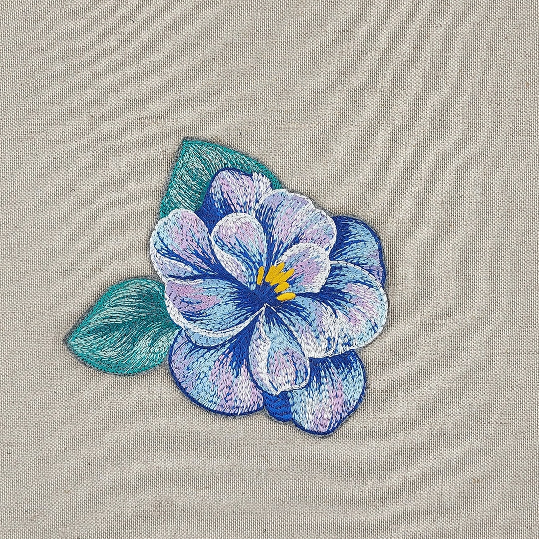 Blue Flower Embroidery Iron on Patch - Trendy Patch Decor for Shirts ...