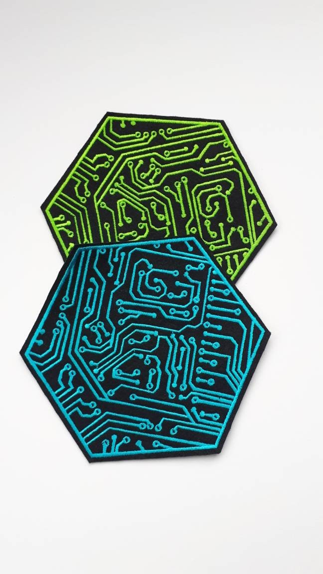 Sequence Circuit Hexagon Embroidery Iron on Patch Patches for - Etsy