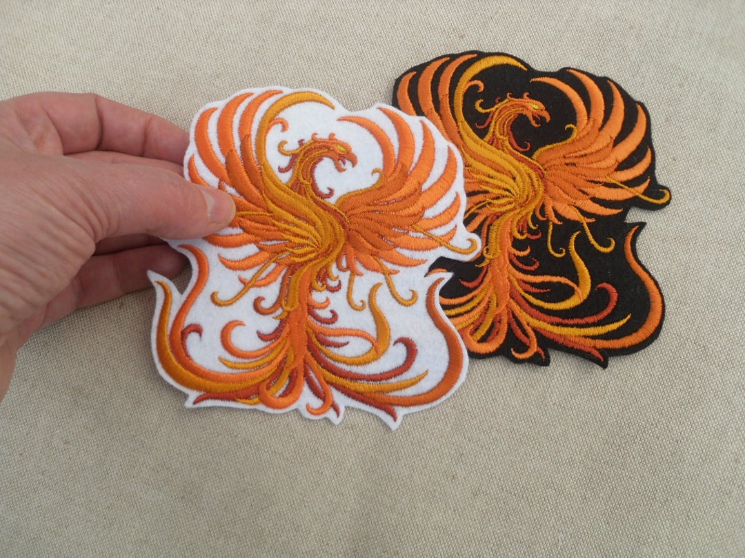 Fiery Phoenix Iron on Patch for Jakets, Cute Patch, Large Iron on Patch ...