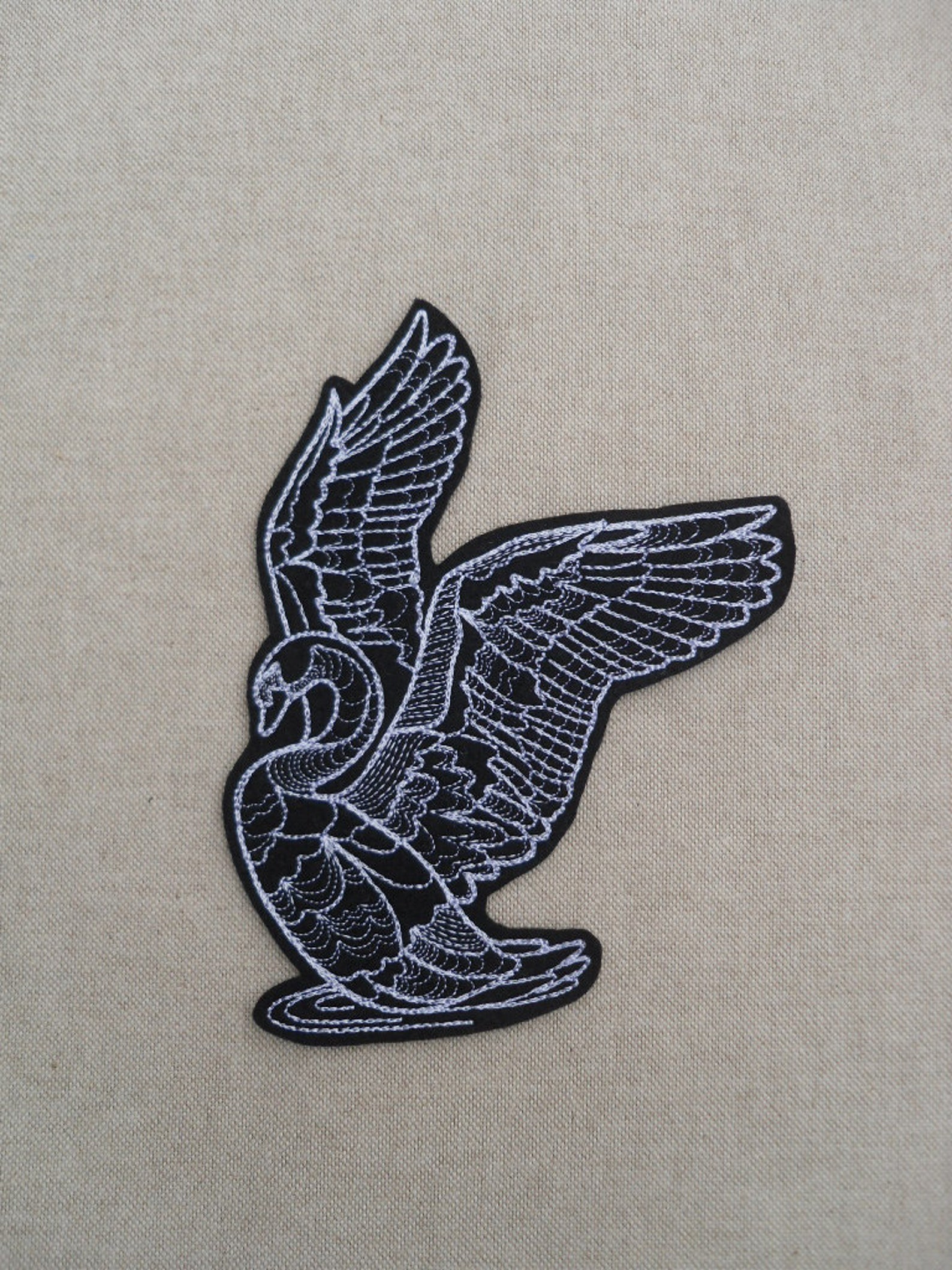 Black Swan Iron on Patch Swan Applique Bird Patch Patches | Etsy