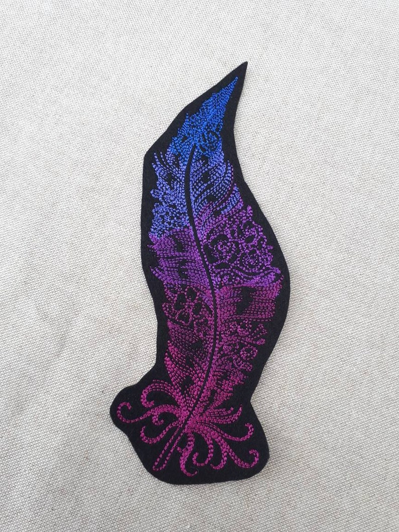 Blooming Feather Iron on for Jackets Feather Patch Patch for - Etsy