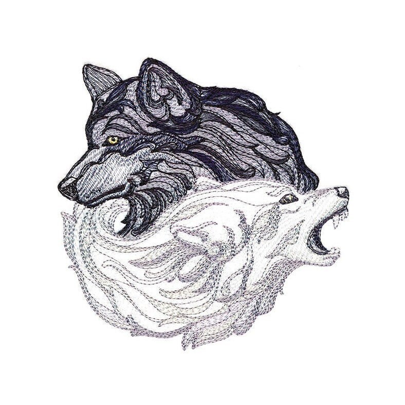 Untamed Wolves Embroidery Iron on Patch for Jackets Yin Yang - Etsy