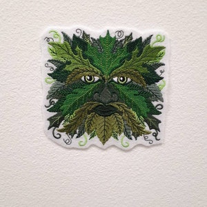 Green Man Iron on Patch, Seasons Spring, Plants, Pagan Applique, Large ...