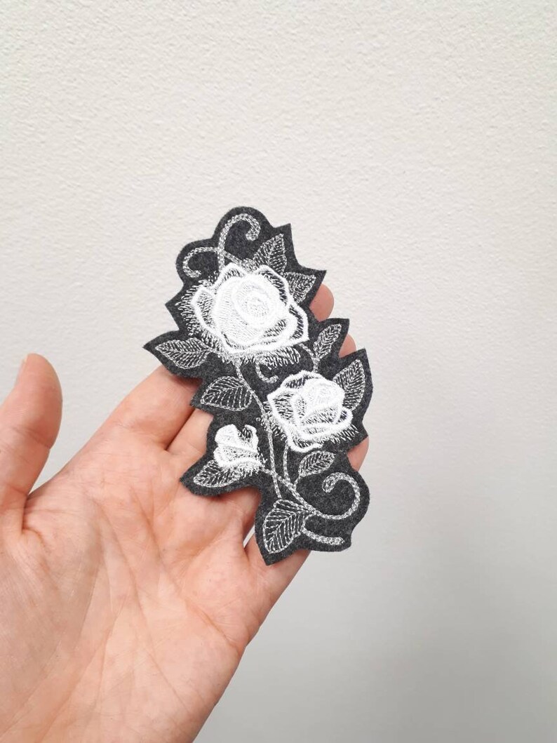 White rose patch iron on patch | Etsy
