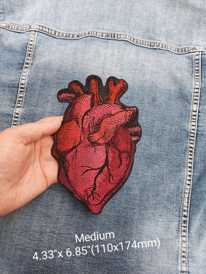 Anatomical Heart Iron on Patch, Human Heart, Embroidery Patches for ...