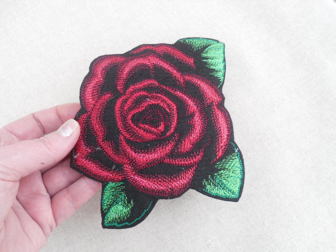 Red Rose Iron on Patch Rose Applique Patches for Jackets - Etsy