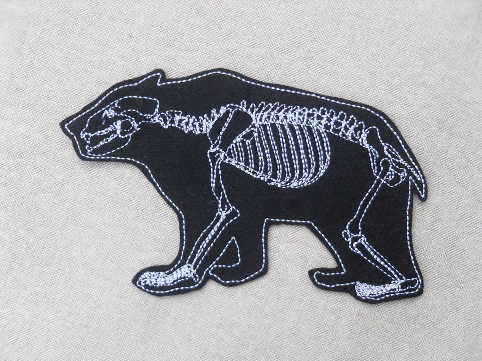 Bear Skeleton Iron on Patch Bear Applique Glow in the Dark - Etsy