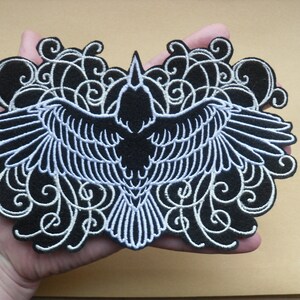 Scrolled Raven Iron on Patch Large Patch Halloween Applique - Etsy
