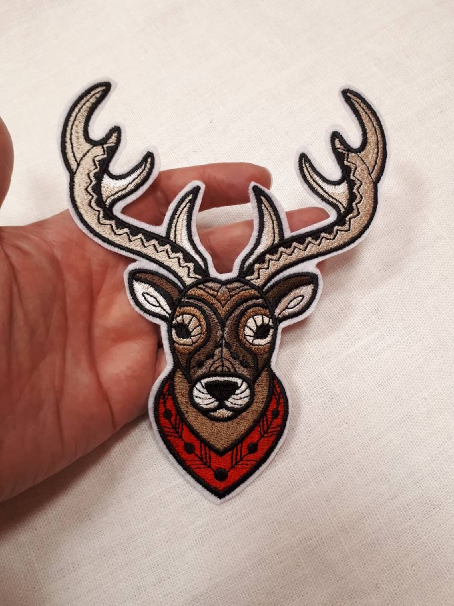 Majestic Reindeer Iron on Patch Deer Applique Patches for - Etsy