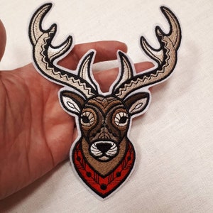Majestic Reindeer Iron on Patch, Deer Applique, Patches for Jackets ...