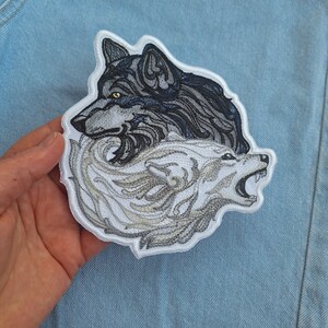 Untamed Wolves Embroidery Iron on Patch for Jackets, Yin Yang Wolf ...