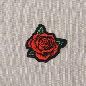 Red Rose Iron on Patch, Rose Applique, Patches for Jackets, Flower ...