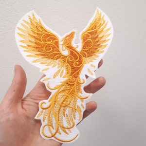 Yellow Phoenix Bird Embroidered Iron on Patch, Embroidered Iron on ...