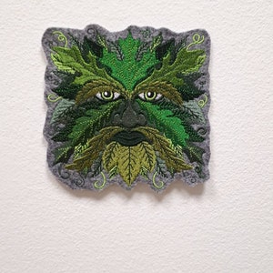 Green Man Iron on Patch, Seasons Spring, Plants, Pagan Applique, Large ...